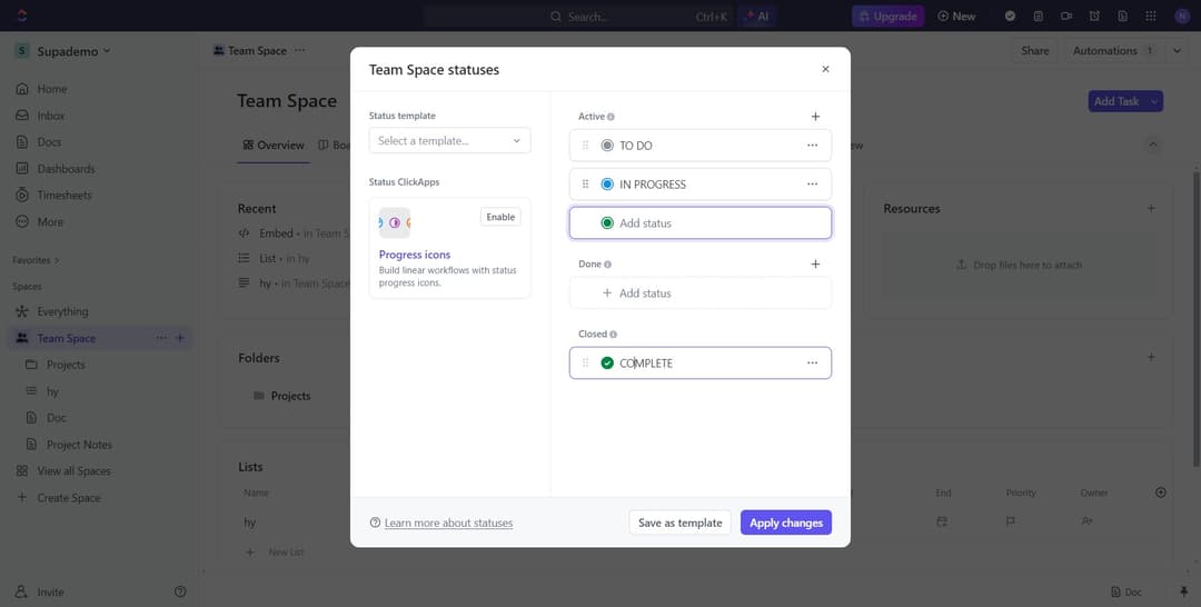 How to Set Task Status in ClickUp | Step-by-Step
