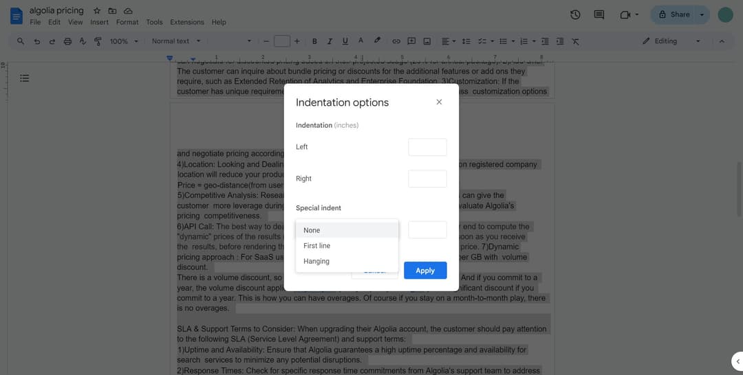 How to Apply Hanging Indent in Google Docs