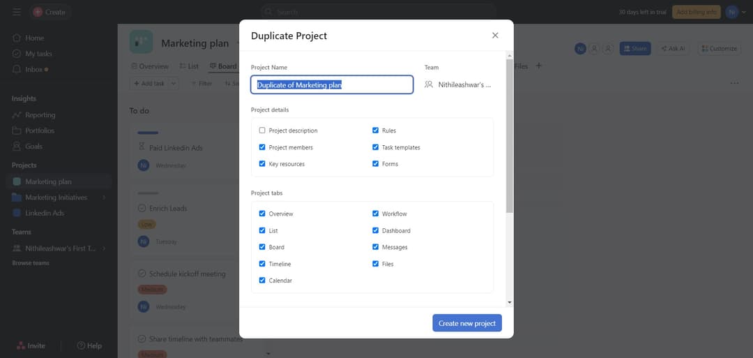 How to Duplicate a Project in Asana | Tutorial