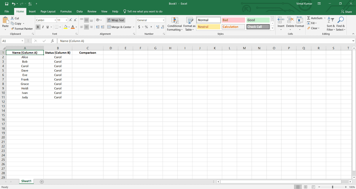 How to Compare Two Columns in Excel | Tutorial