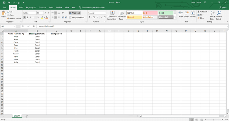 How to Compare Two Columns in Excel | Tutorial