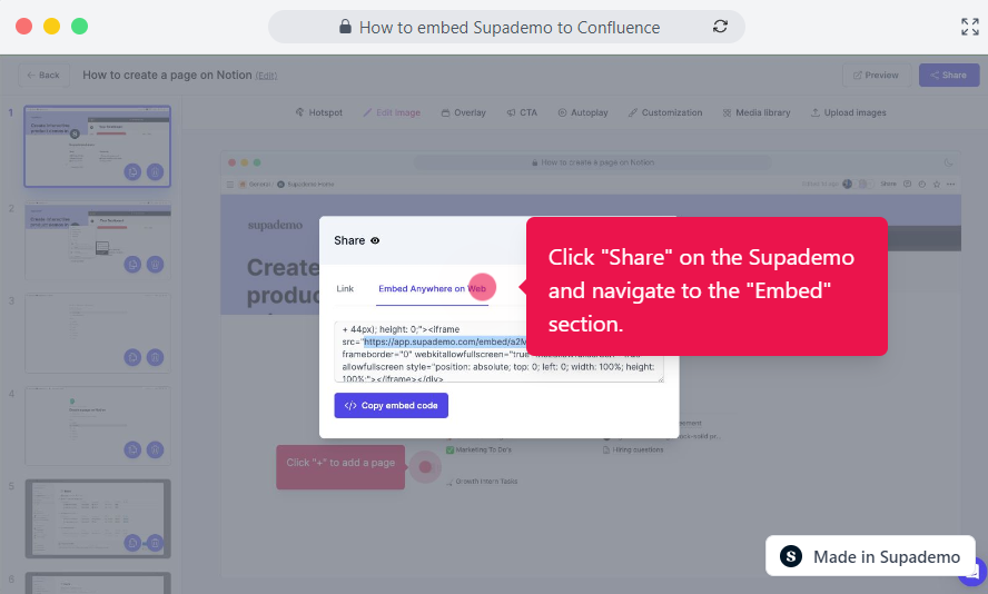 How to embed Supademo on Confluence