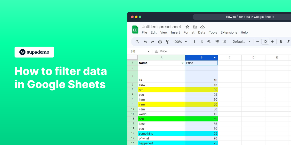 How to filter data in Google Sheets