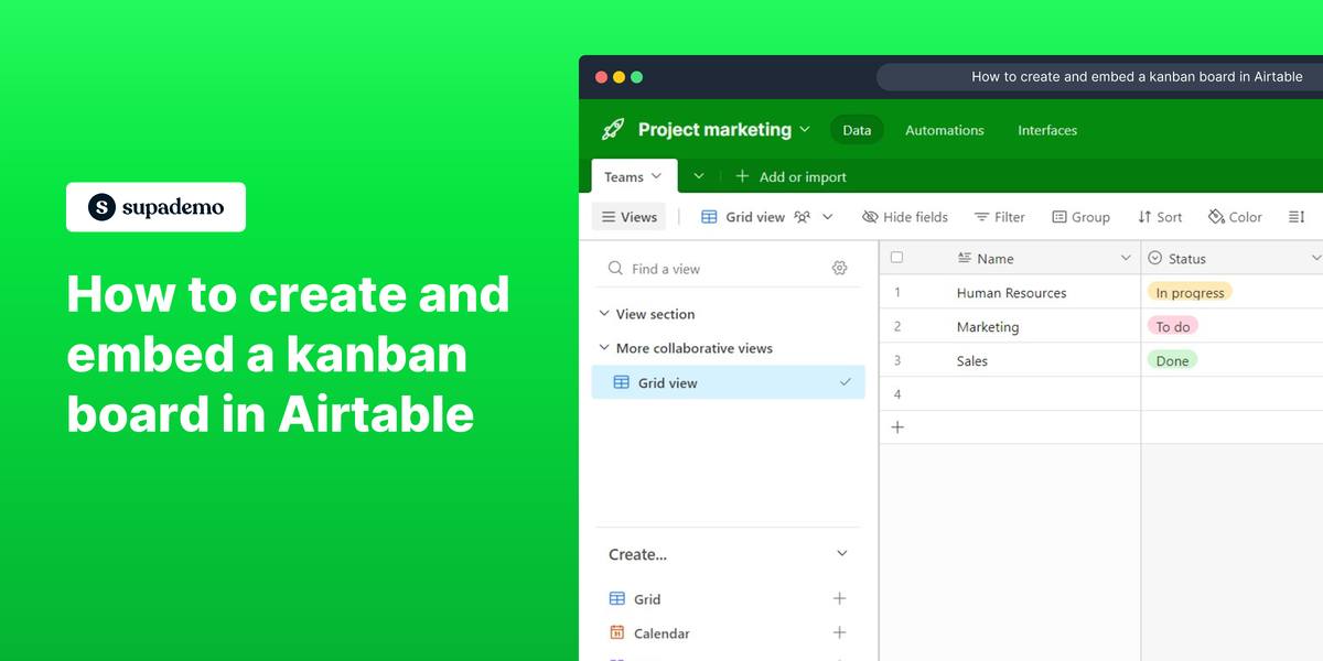 How to set up and embed a kanban board in Airtable