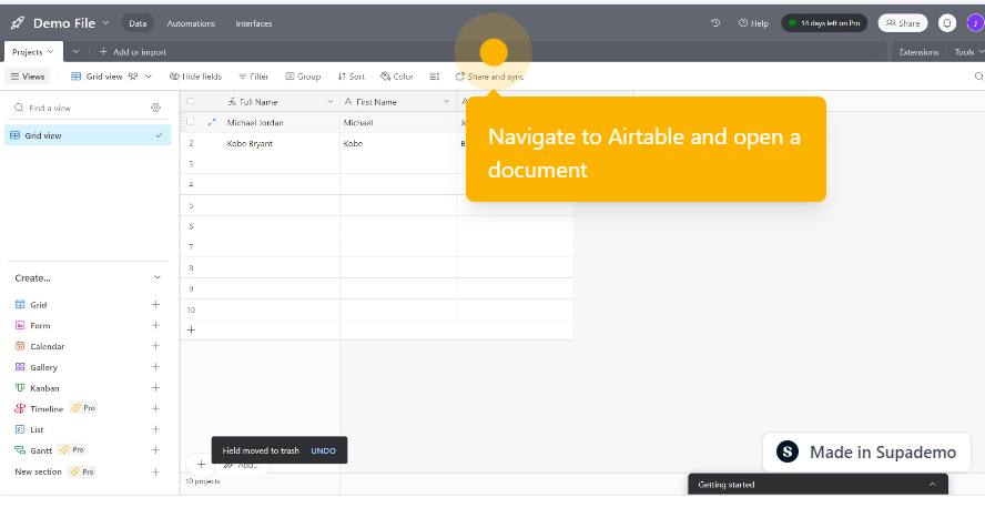 How to add a new field in Airtable