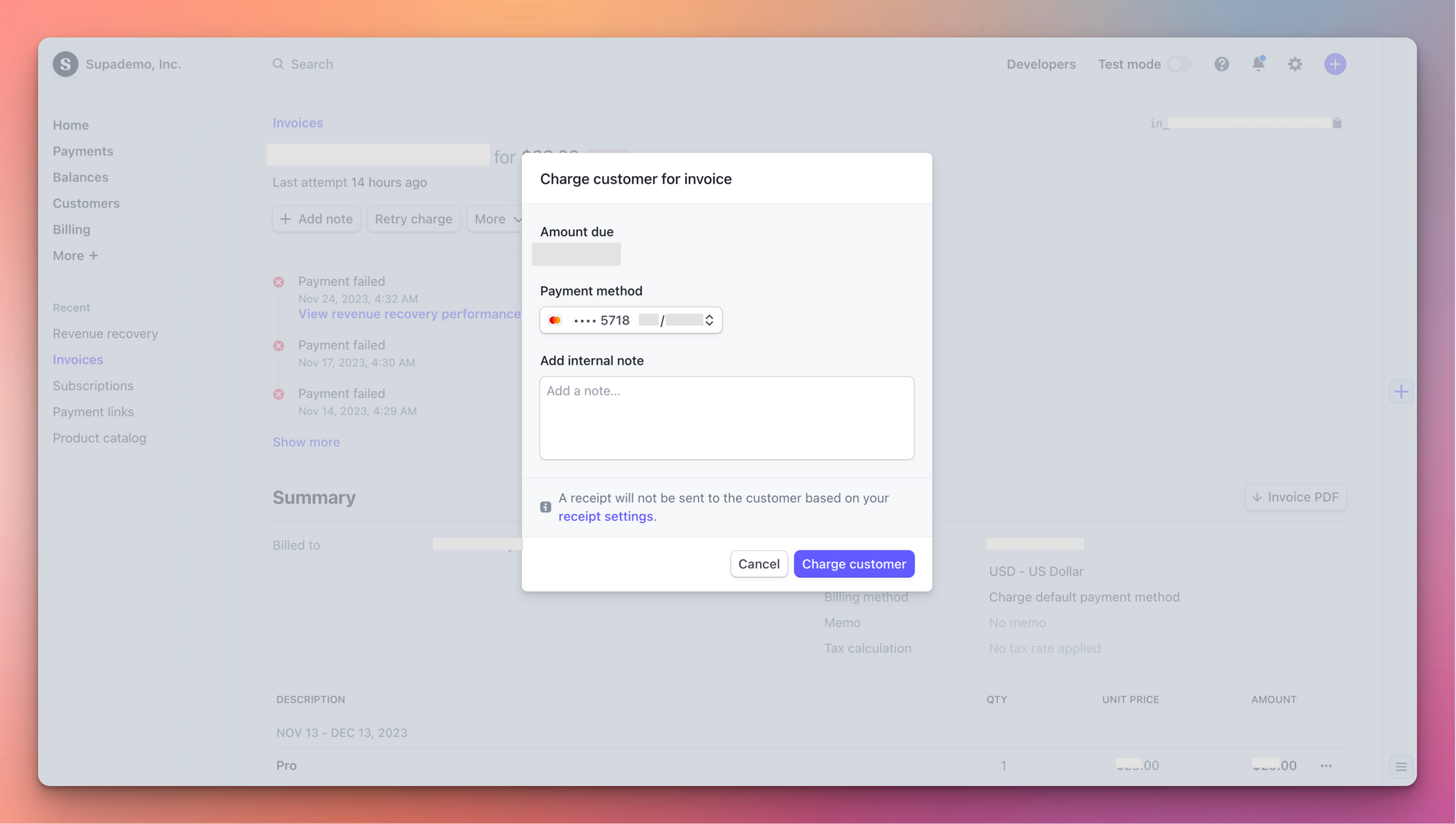 How to retry a failed payment on Stripe